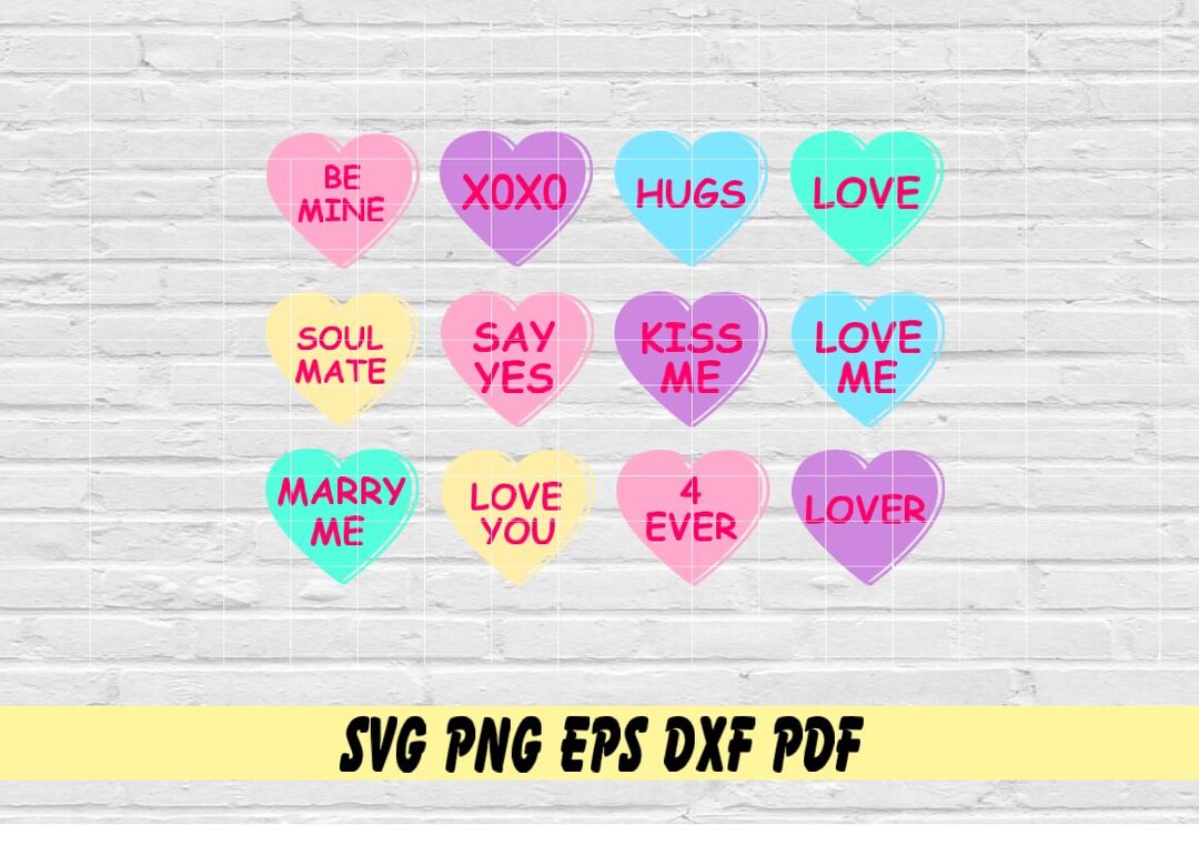 Valentine's Day Candy Hearts Svg/conversation Hearts Svg/valentines Day ...