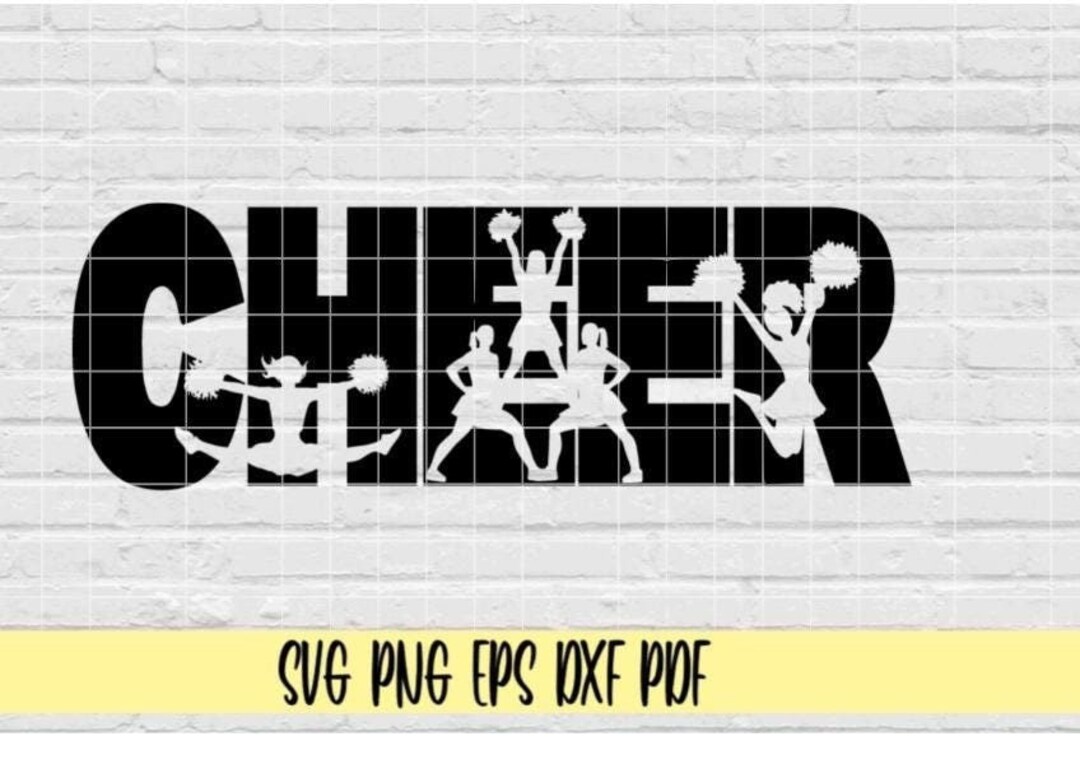 CHEER With Silhouettes of Cheerleaders Svg Png Eps Dxf Pdf Sublimation ...