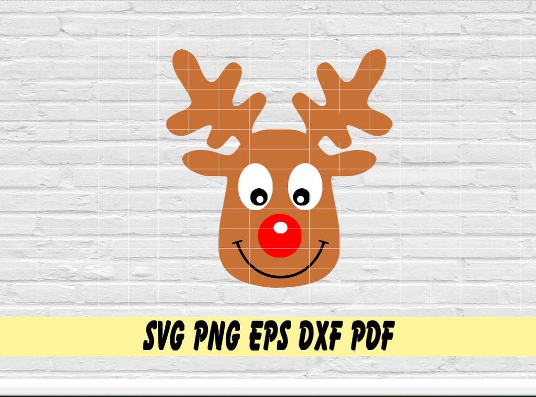 Cute Rudolph Reindeer Face Christmas Clip Art Svg Png Eps Dxf Pdf ...