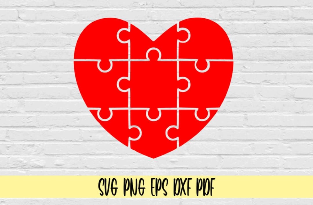 Heart Puzzle Svg Png Eps Dxf Pdf Sublimation/heart Puzzle Pieces Svg ...