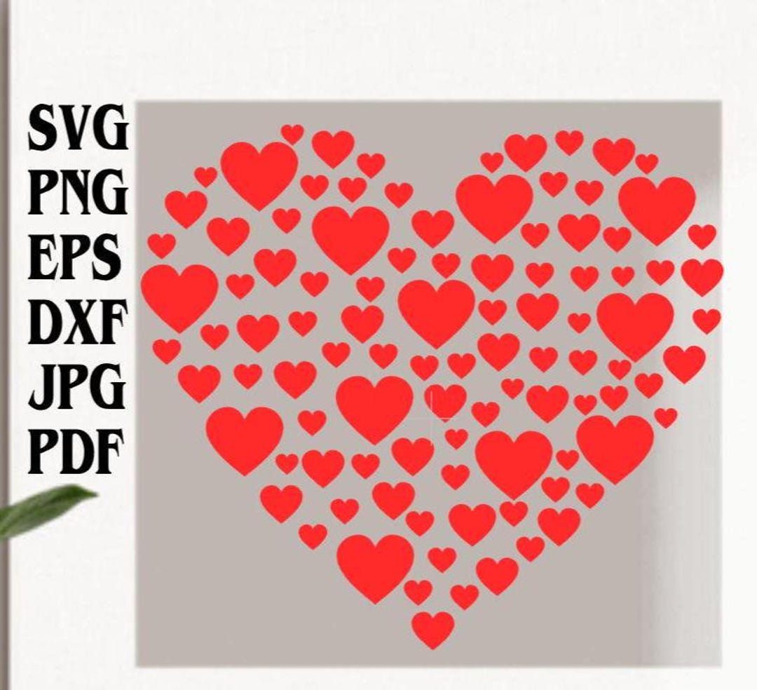 Corazón hecho de 100 corazones svg png eps dxf jpg pdf sublimarion/100 ...