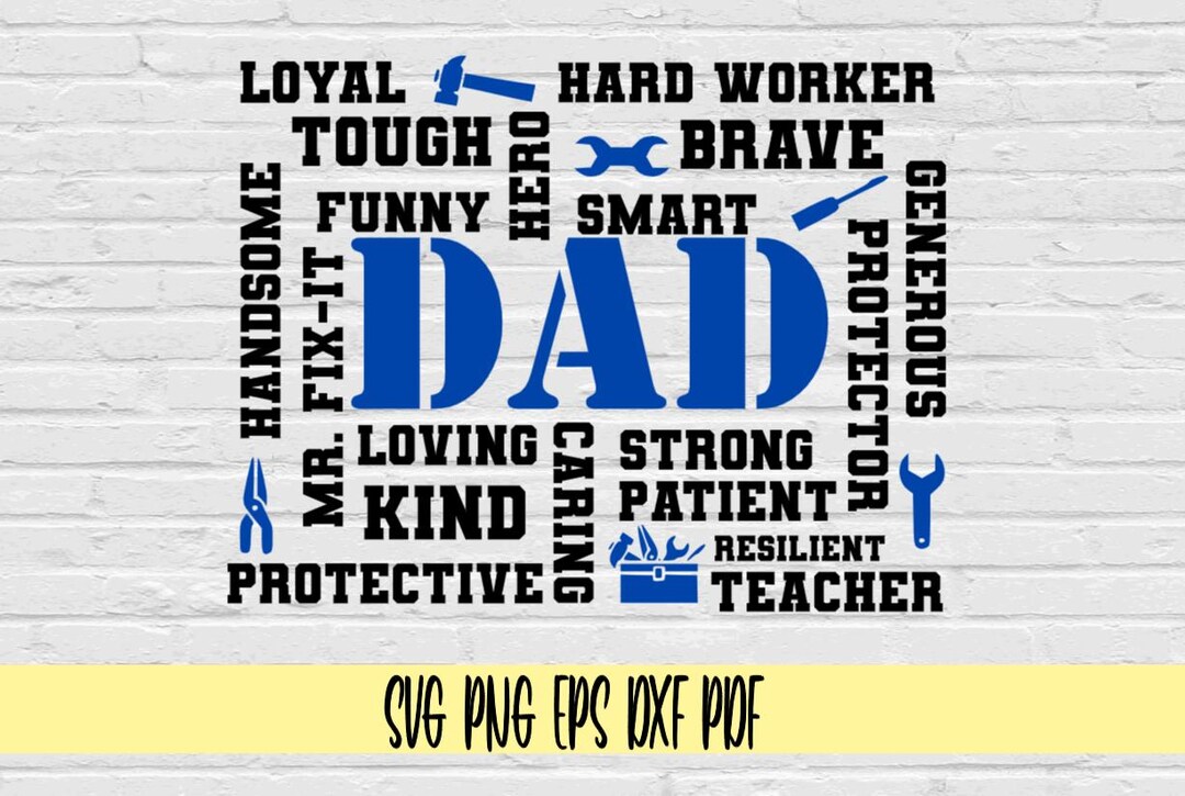 DAD Typography in Bold Text W/ Tools Svg Png Eps Dxf Pdf Sublimatn/dad ...