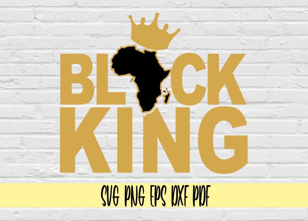 Black King W/african Continent & Golden Crown Svg Png Eps Dxf Pdf ...