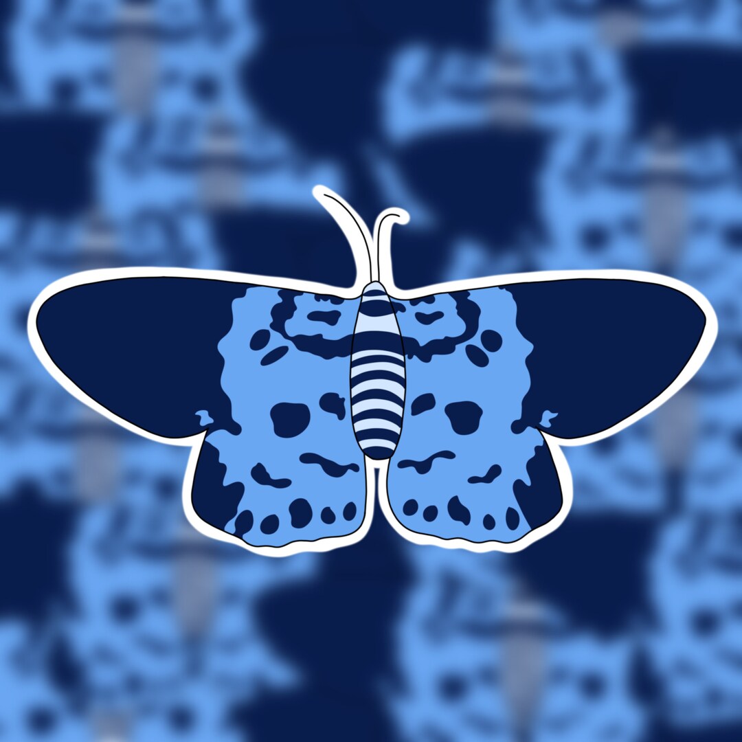 Blue Tiger Moth Sticker, Cute, Moth, Sticker - Etsy