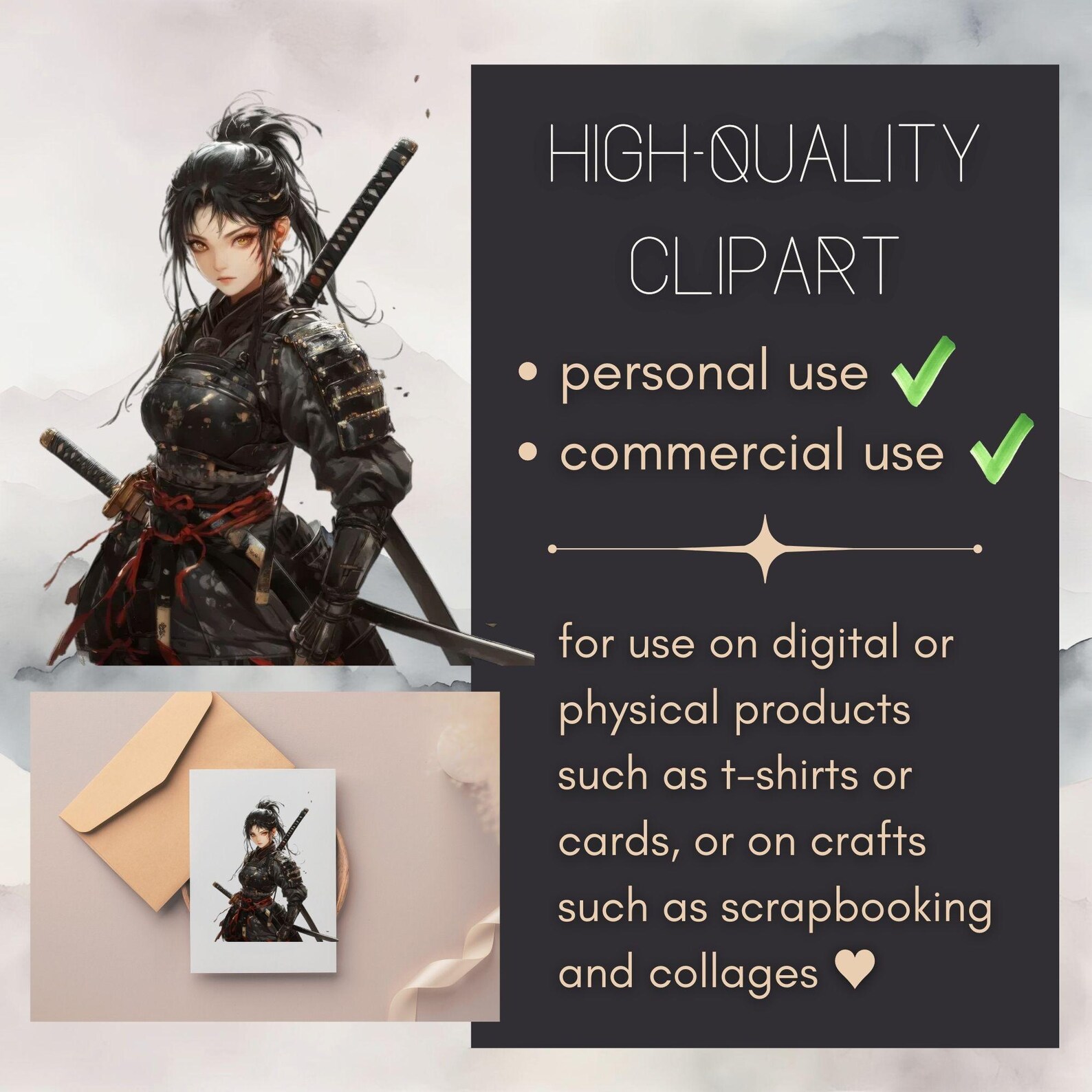 Onna-musha Clipart | Commercial Use, Sengoku Character Concept Design ...