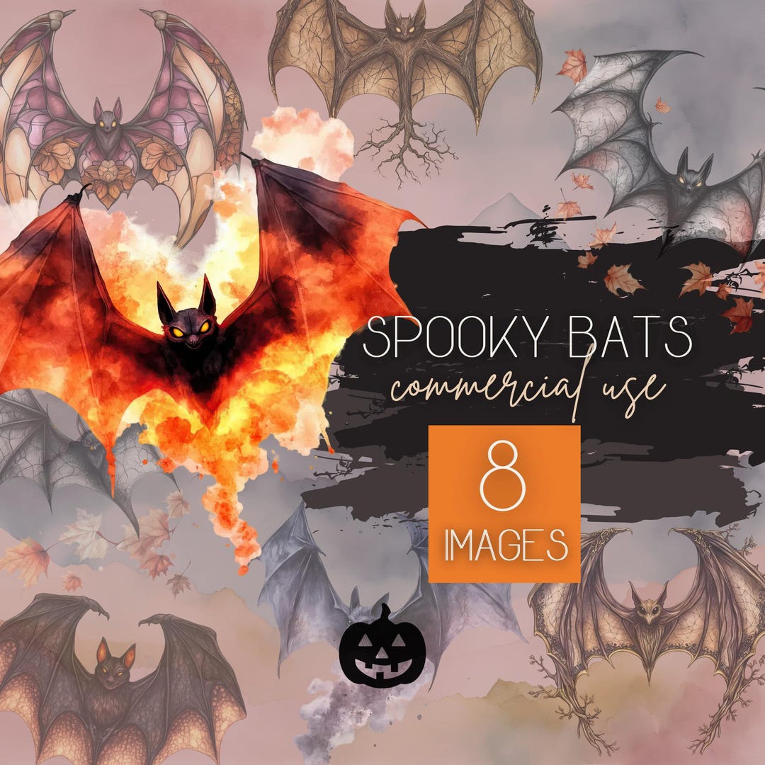 Spooky Bats Clipart | Commercial Use, Autumn Animals Holiday Decor Dark ...