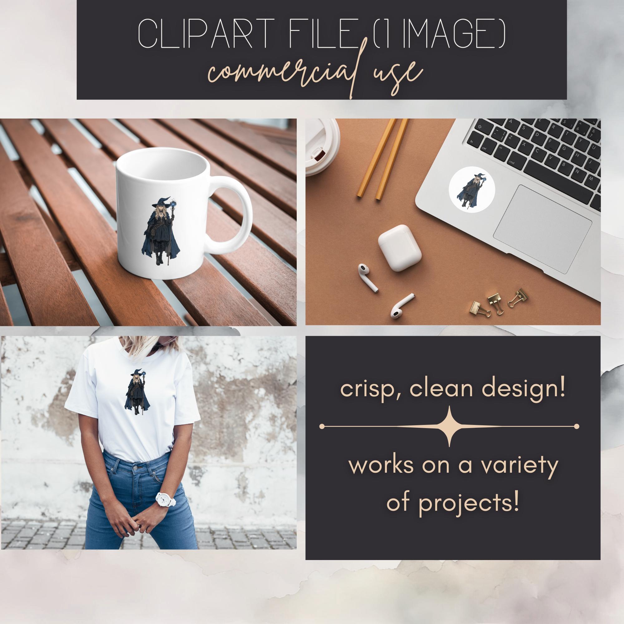 Female Blue Wizard Clipart | Commercial Use, Witch Character Concept ...