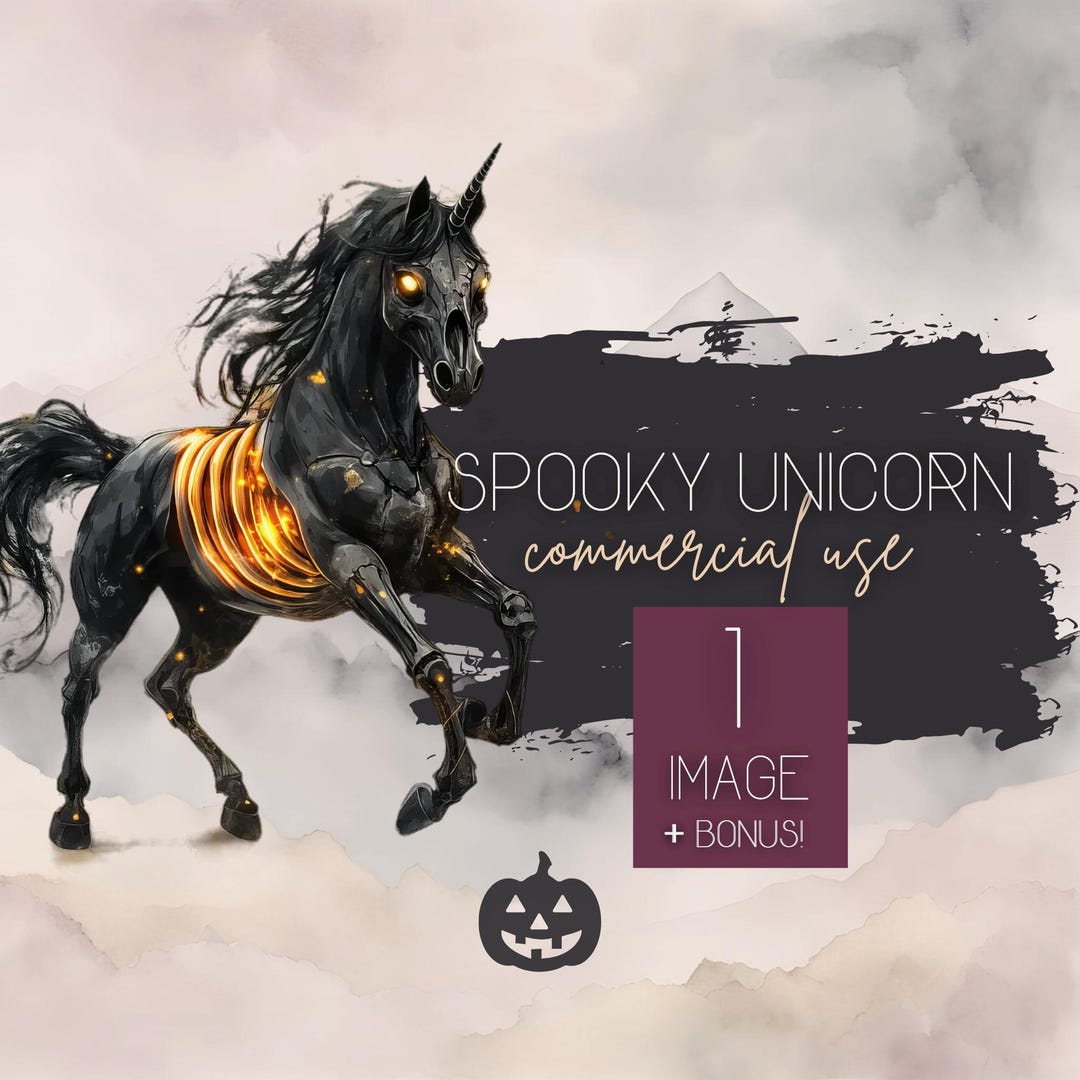 Spooky Unicorn Clipart | Commercial Use, Dark Fantasy Concept Design ...