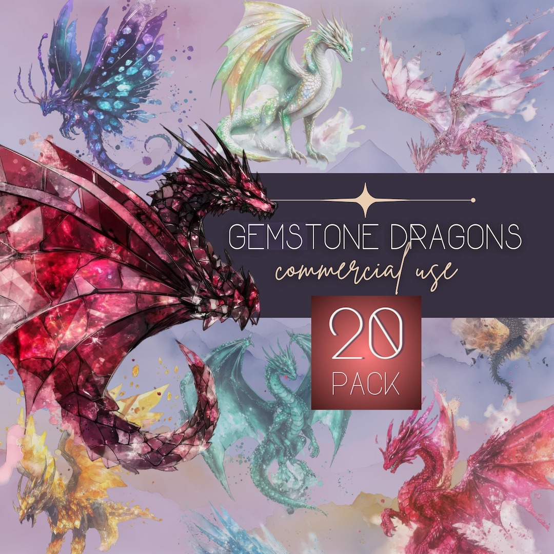 Gem Dragons Clipart | Commercial Use, Birthstone Fantasy Mythical ...