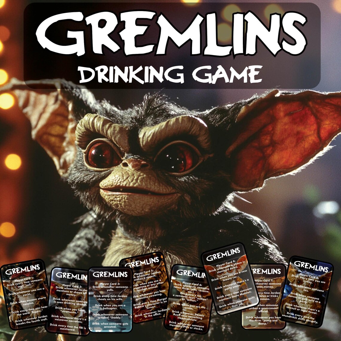Gremlins Drinking Game Cards Instant Digital Download Fun 80s Movie ...