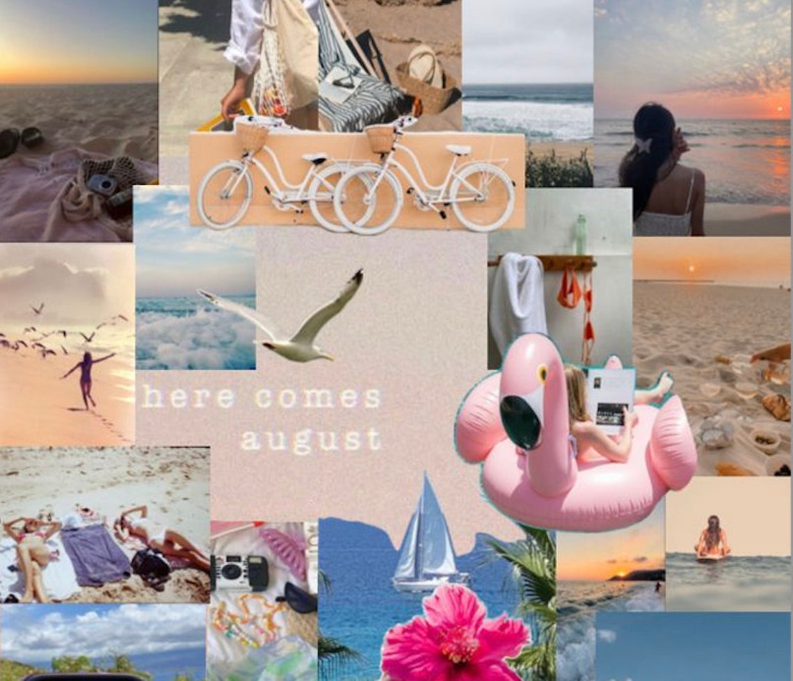 Here Comes August Aesthetic Mood Board Collage | Digital Download ...