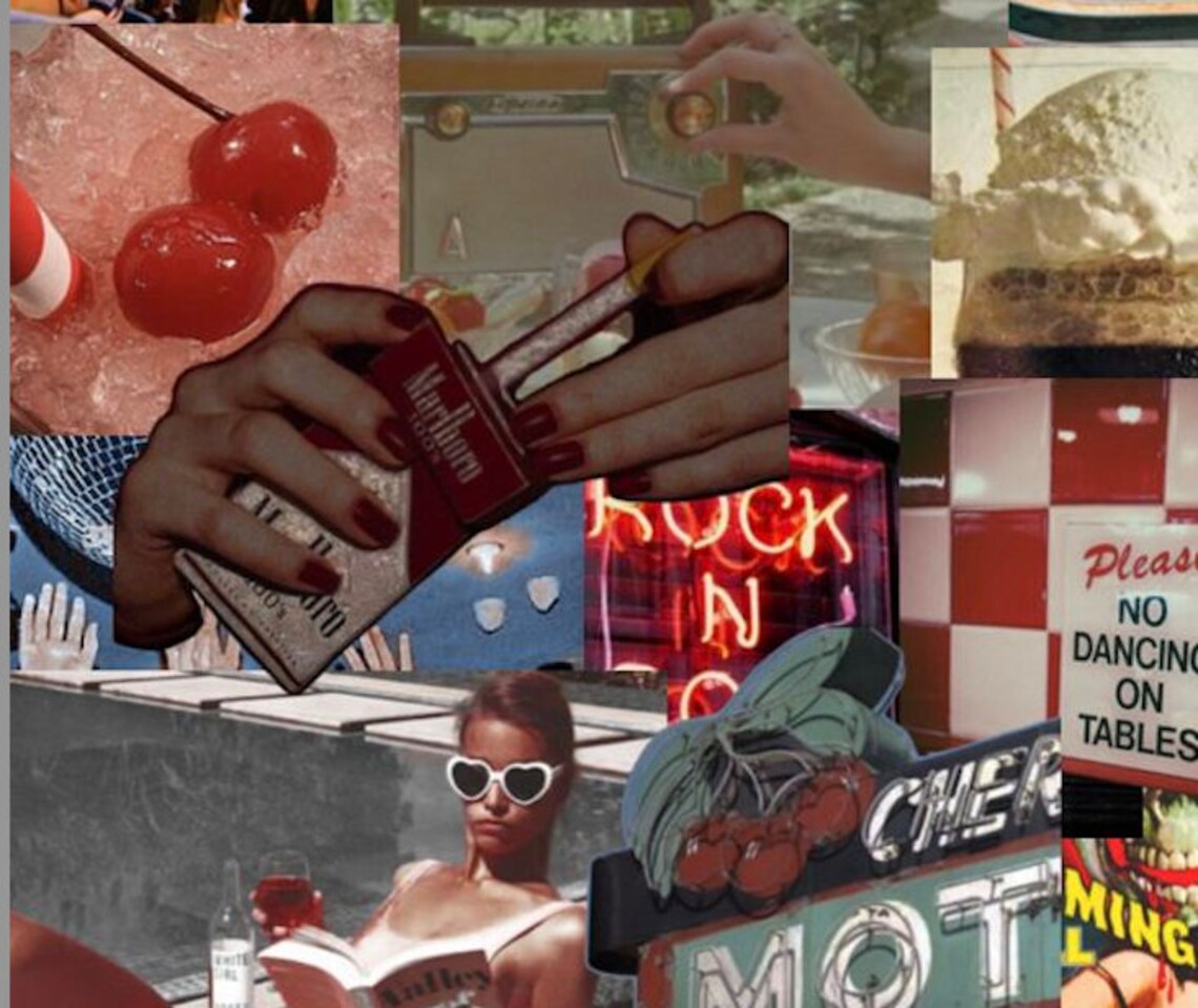 Cherry Red Aesthetic Mood Board Collage | Digital Download | Cherries ...