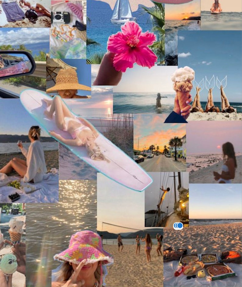 Here Comes August Aesthetic Mood Board Collage | Digital Download ...