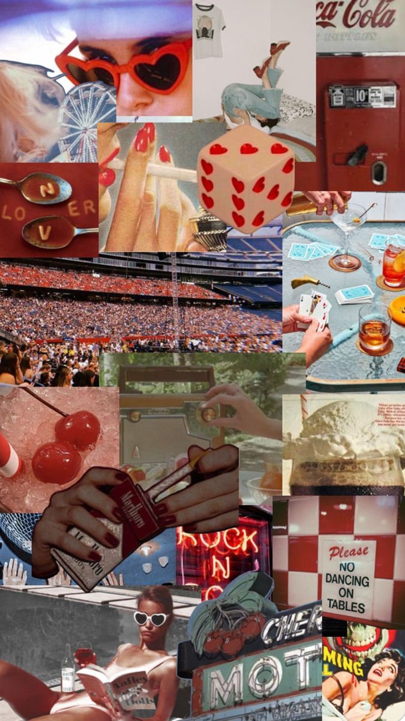 Cherry Red Aesthetic Mood Board Collage | Digital Download | Cherries ...