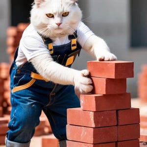 White Cat That Appears to Be Working on a Construction Site. - Etsy