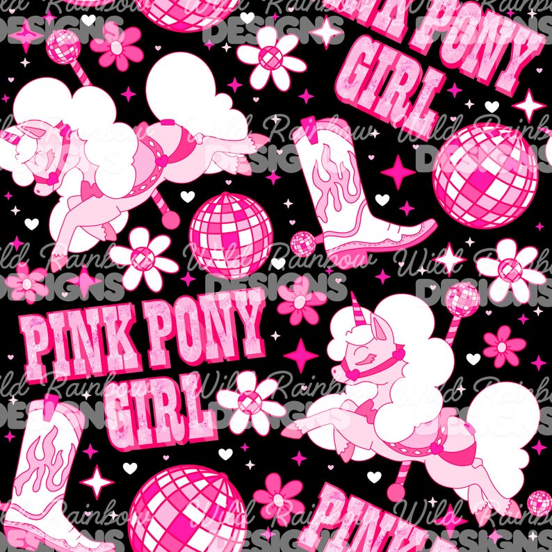 Pink Pony Girl Seamless - Etsy