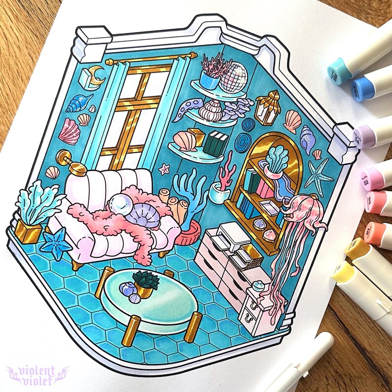 10 Cute Pocket Room Colouring Pages - Etsy