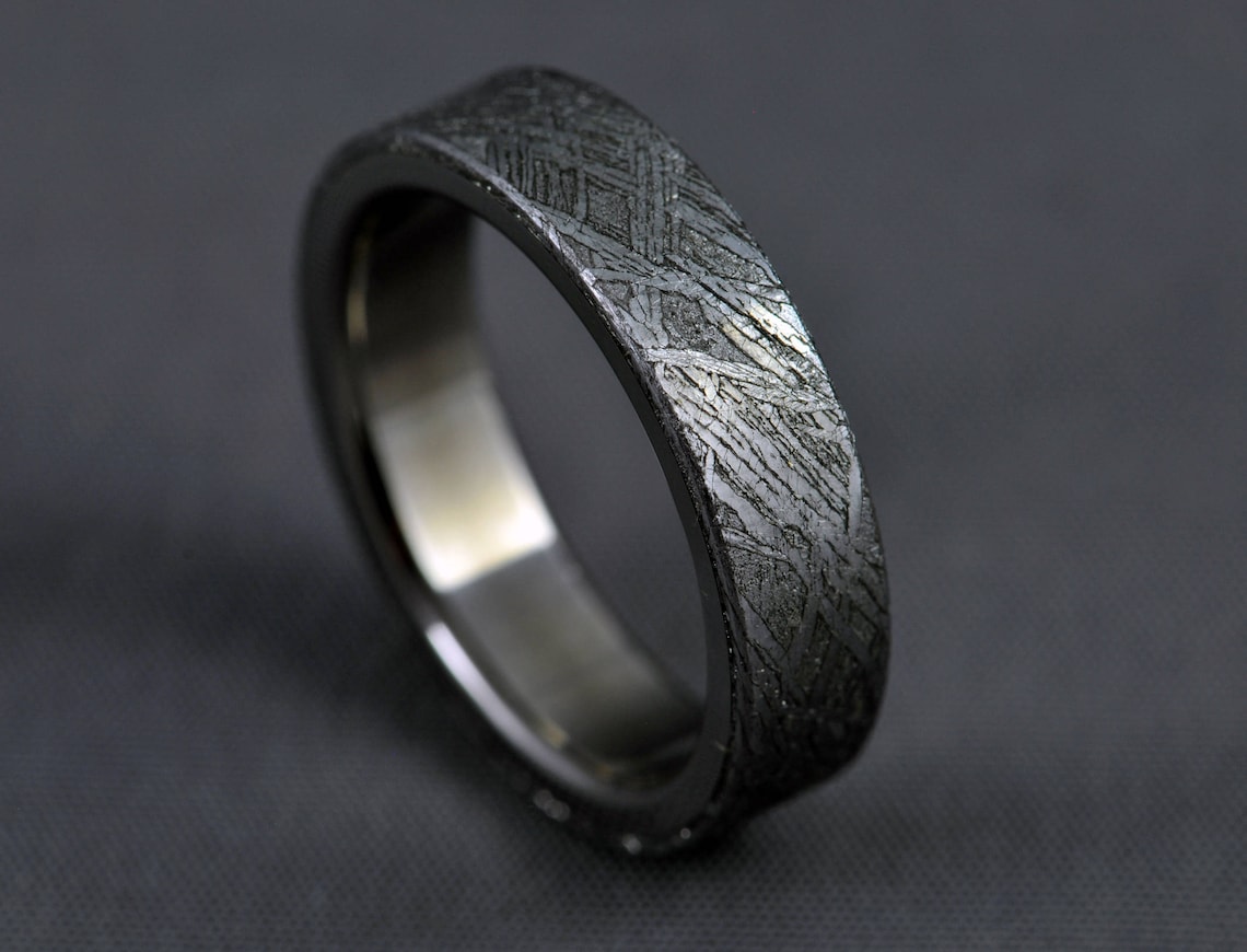 Meteorit Titan Ehering Verlobungsring Gibeon Meteorit Ring - Etsy.de