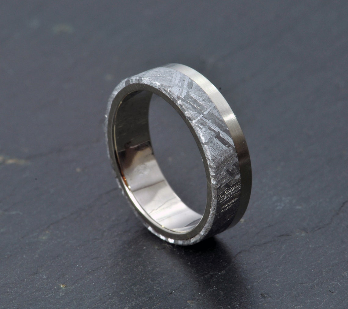 Titanium Meteorite Wedding Ring Engagement Ring Gibeon - Etsy