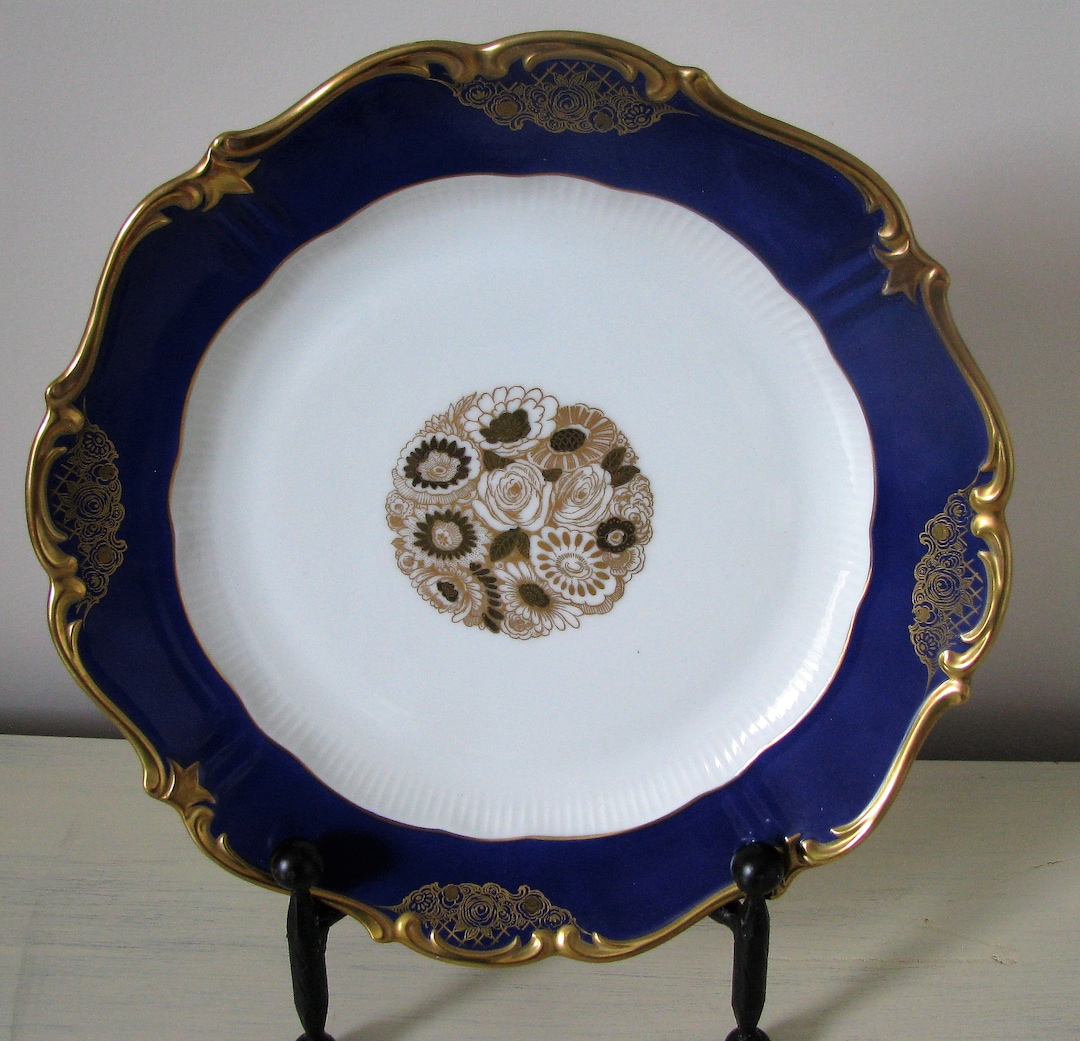 Reichenbach GDR Echt Kobalt Blue Gold Porcelain Plate. Antique Plate ...