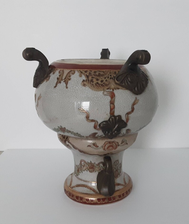 Dominic Porcelain Urn. Vintage Hand Painted Footed Vase. Ornate ...