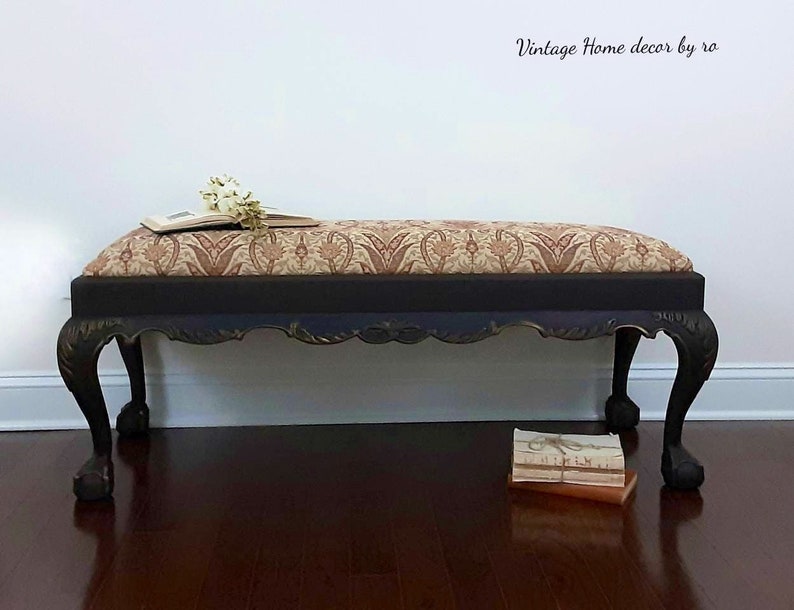 Antique Bench. Upholstered Bench. Vintage Entryway Bench. French ...