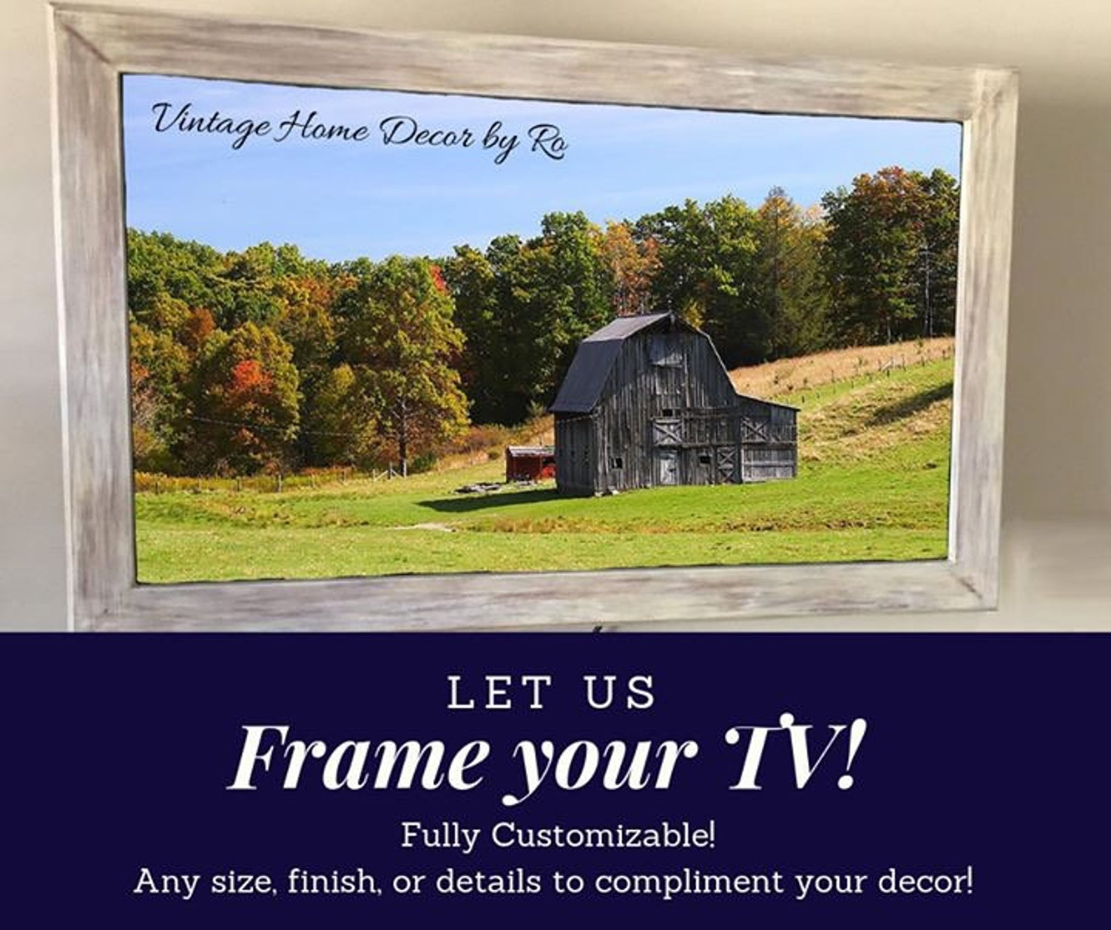 45" TV Frame Custom Flat Screen Frame. Wood Television Frames. Made to ...