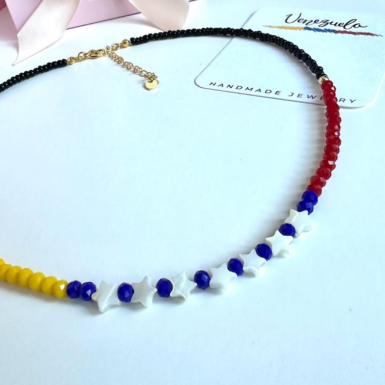 Venezuelan Necklace, 14K Goldplated Tricolor Jewelry Gift, Venezuela ...
