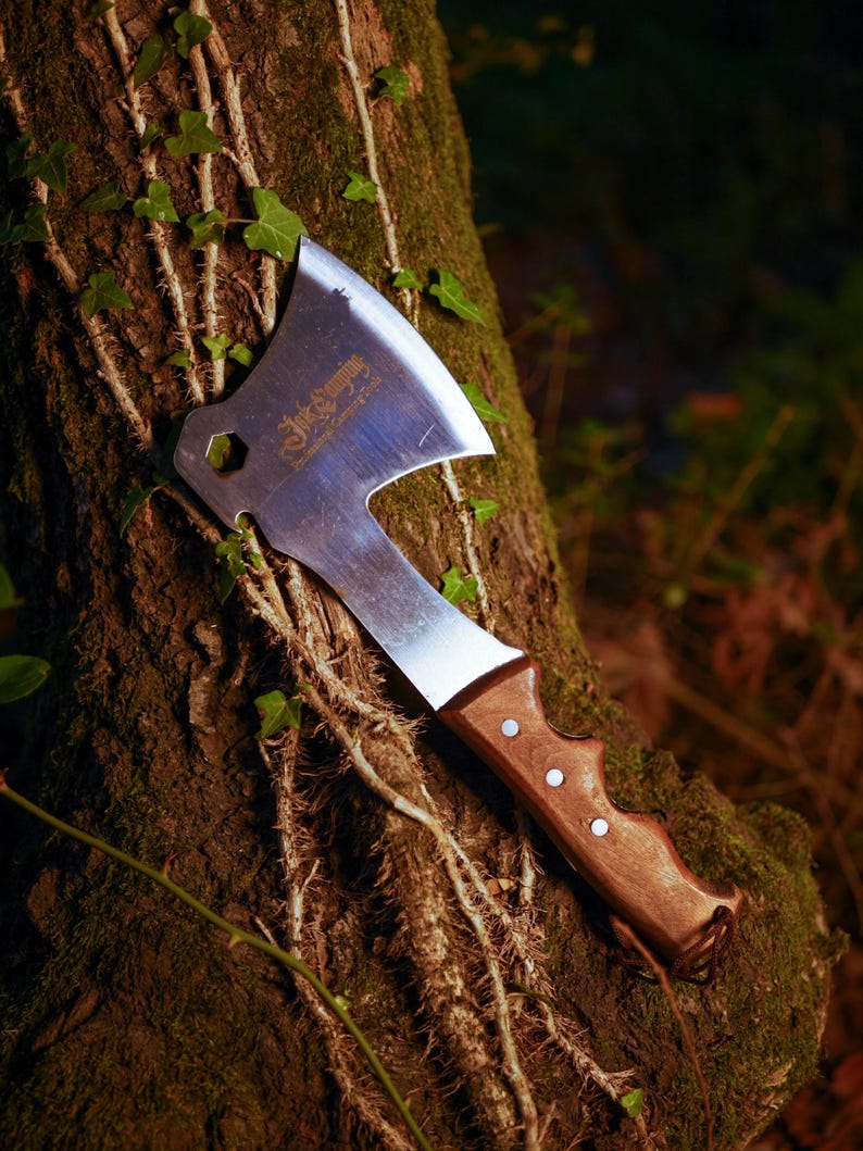 Handcrafted Wolf Engraved Camping Axe, Custom Wood Handle Hatchet ...