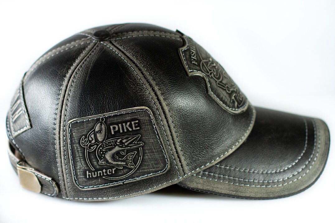 Trophy Pike Fishing Club Black Leather Baseball Cap - Fisherman Gift - Etsy