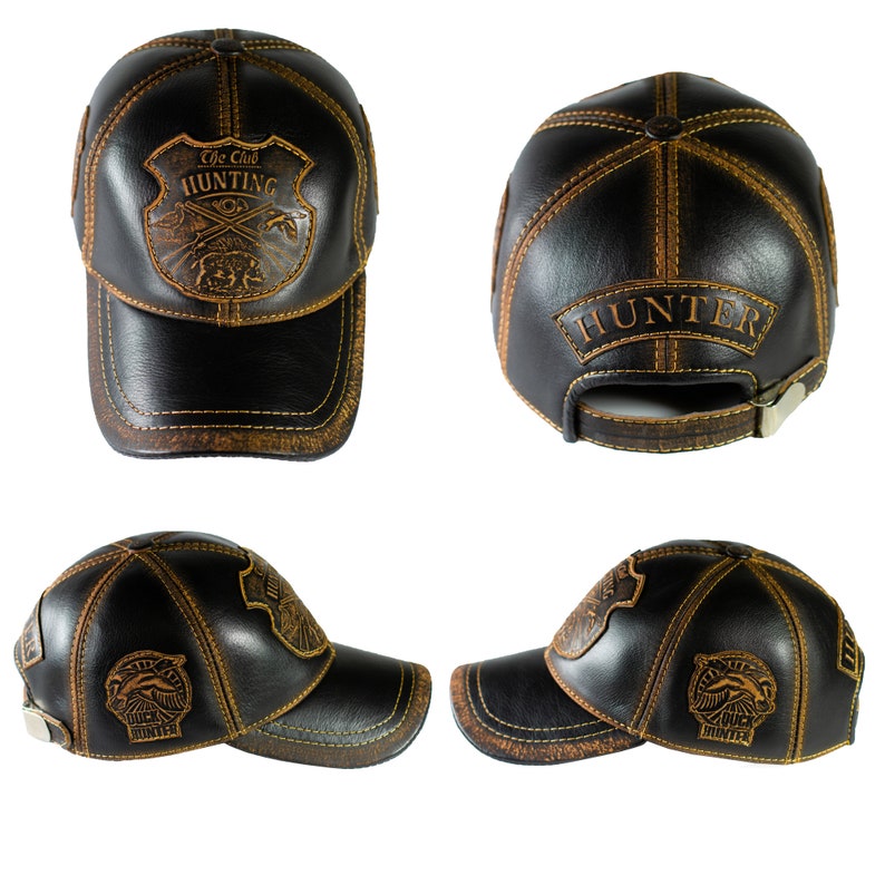 Duck Hunter Leather Baseball Cap: Embossed Hunting Club Patch - Etsy