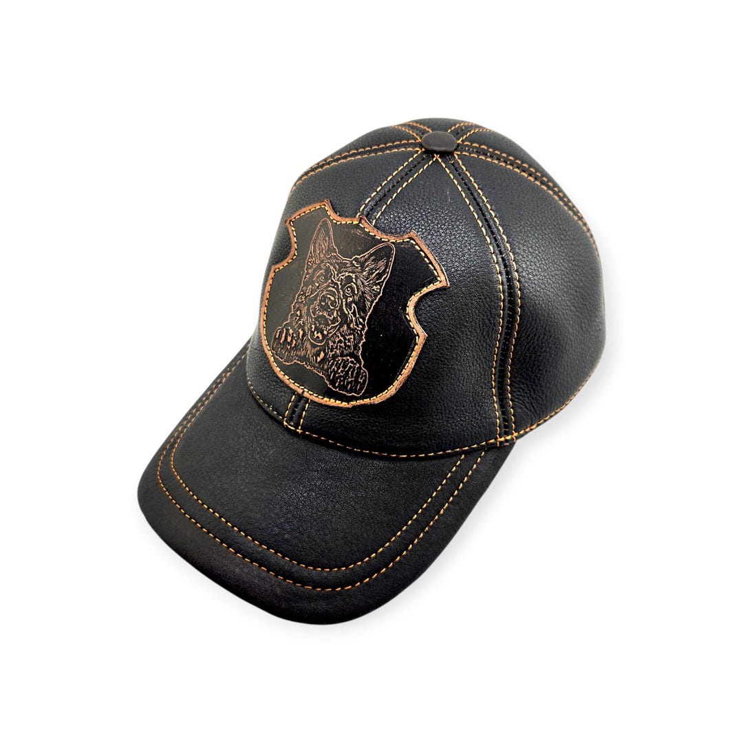 Handmade Leather Dog Cap: German Shepherd Emblem, Vintage Style - Etsy