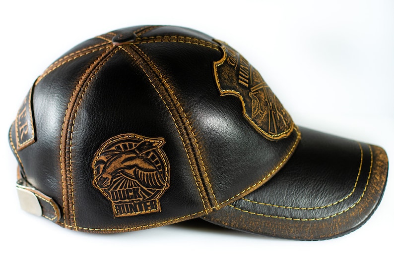 Duck Hunter Leather Baseball Cap: Embossed Hunting Club Patch - Etsy