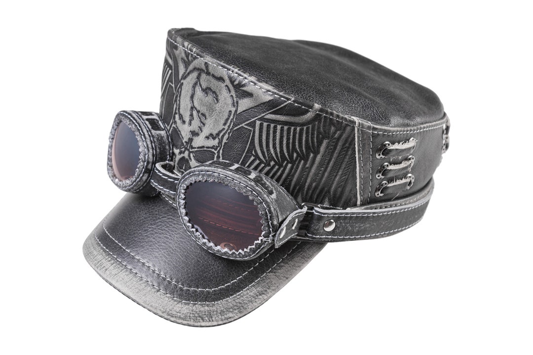 Vintage Leather Biker, Aviator, Steampunk Gray Goggles - Etsy