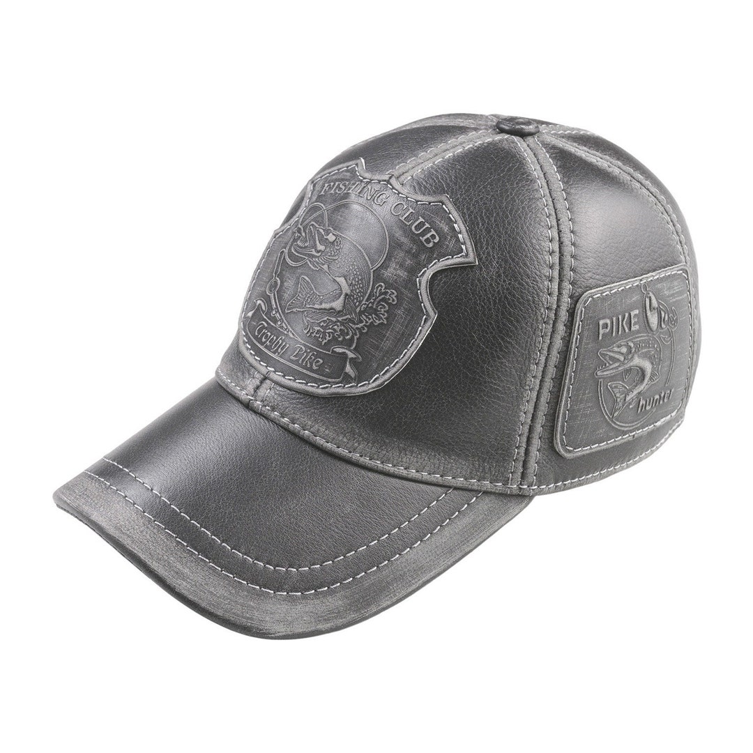 Trophy Pike Fishing Club Black Leather Baseball Cap - Fisherman Gift - Etsy