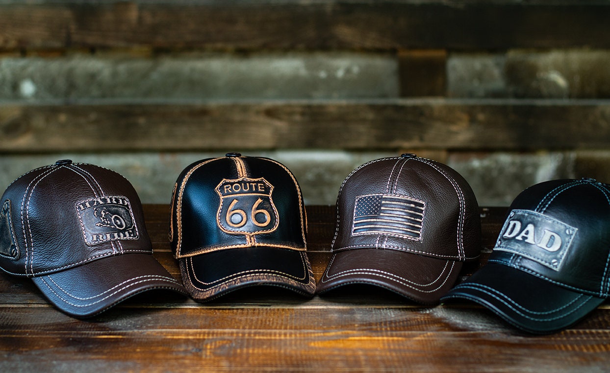 Black Leather Baseball Cap: Handcrafted Cowhide, Adjustable Strap - Etsy