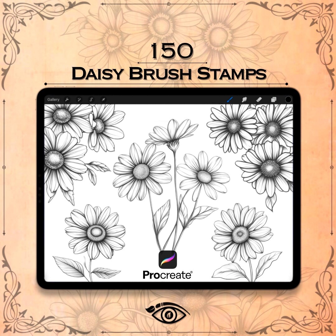 Procreate Daisy Flower Brush Stamps – 150 Botanical Tattoo ...