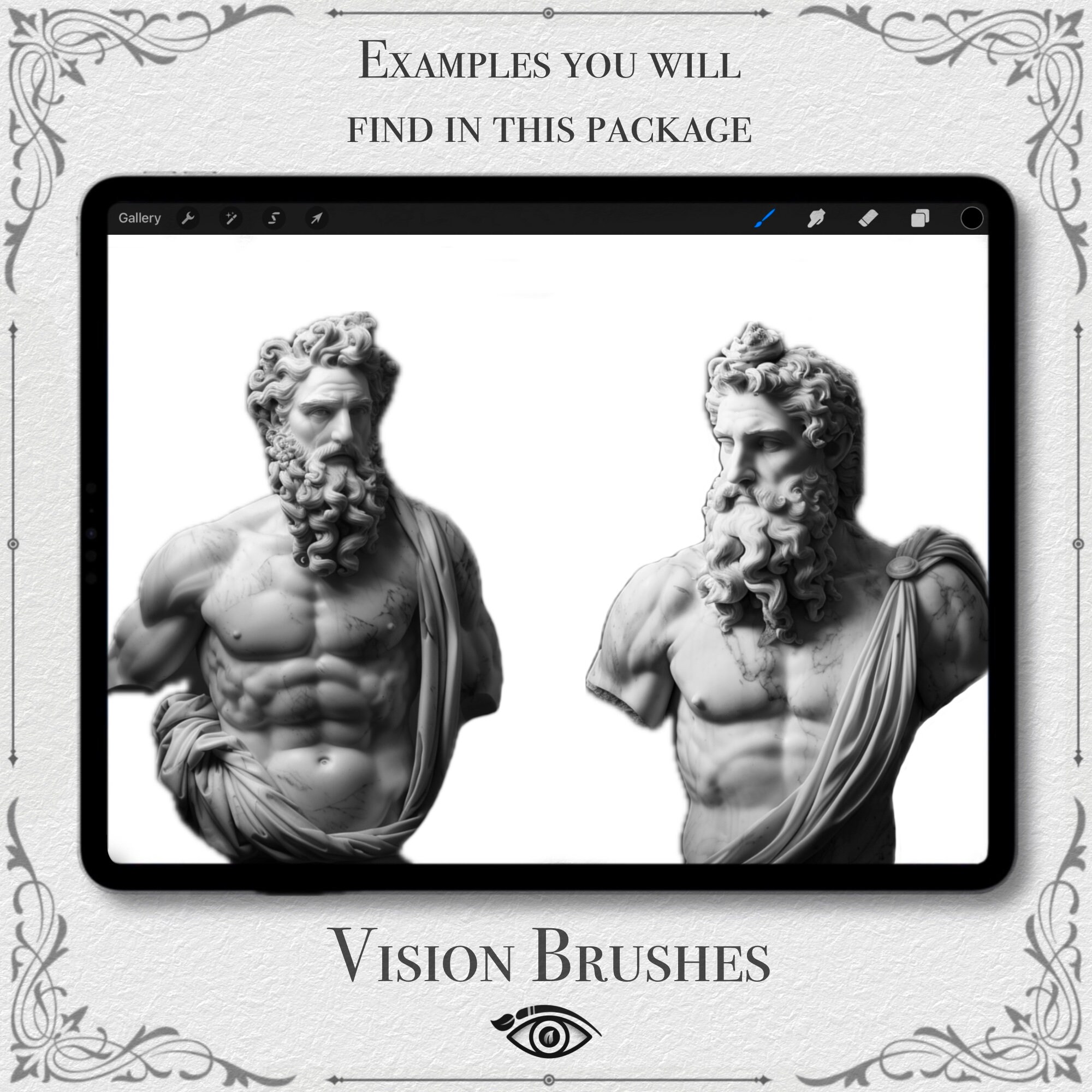 150 Greek God Statue Procreate Brush Stamps: Unique Tattoo Designs - Etsy
