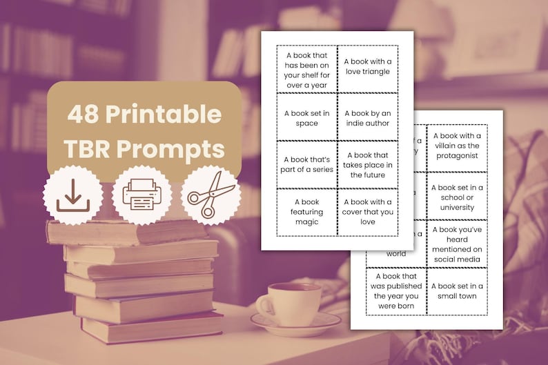 48 Printable TBR Prompts | Fun Reading Challenge Cards for Book Lovers ...