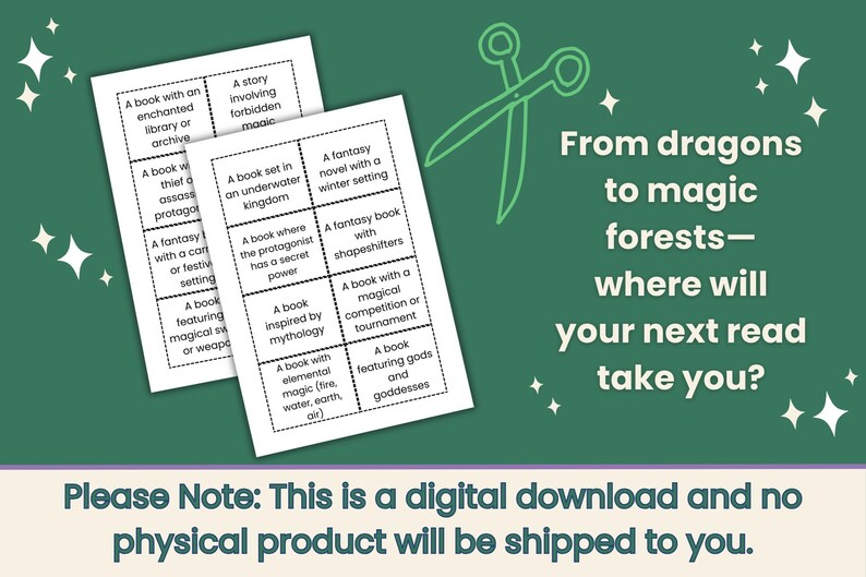 48 Fantasy Printable TBR Prompts, Fun Reading Challenge Cards for Book ...