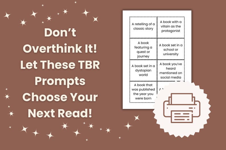 48 Printable TBR Prompts | Fun Reading Challenge Cards for Book Lovers ...