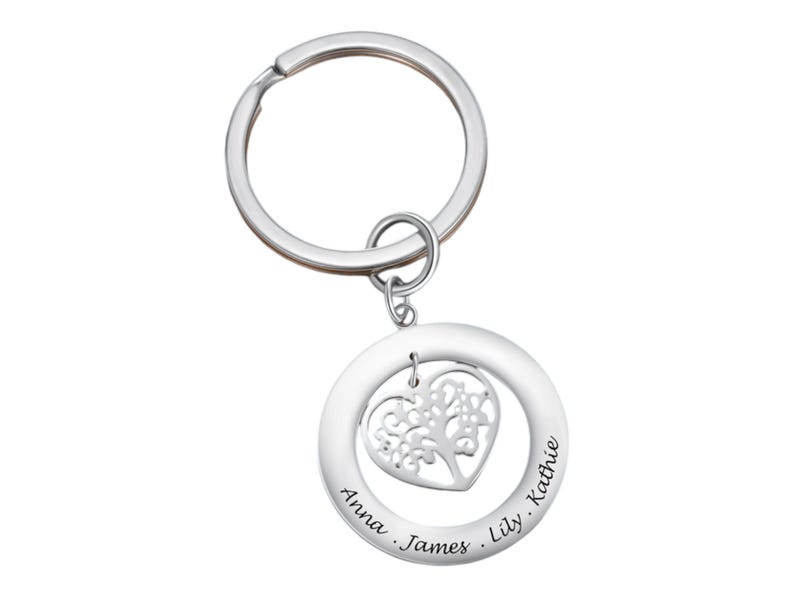 Personalized Family Tree Keychain-custom Stainless Steel unique Tree of ...