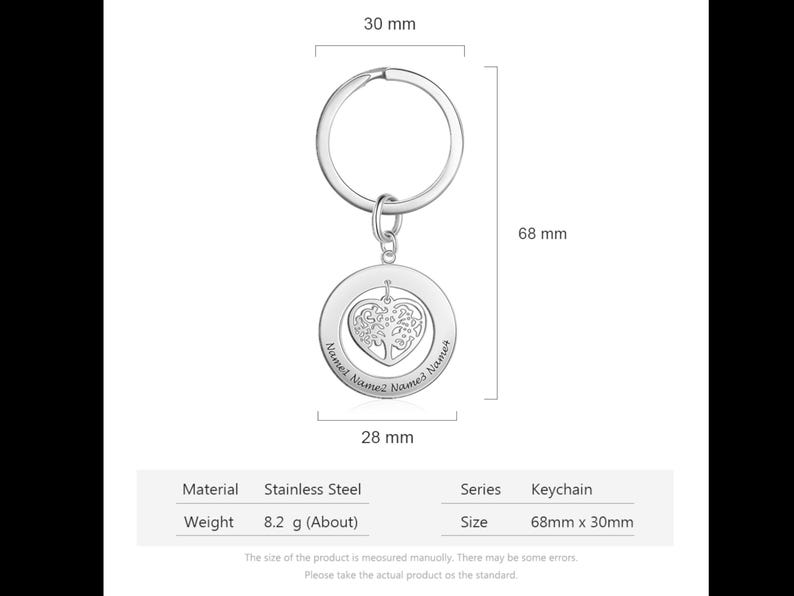 Personalized Family Tree Keychain-custom Stainless Steel unique Tree of ...