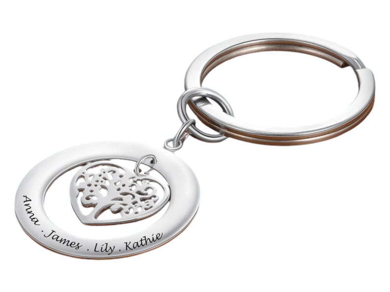 Personalized Family Tree Keychain-custom Stainless Steel unique Tree of ...