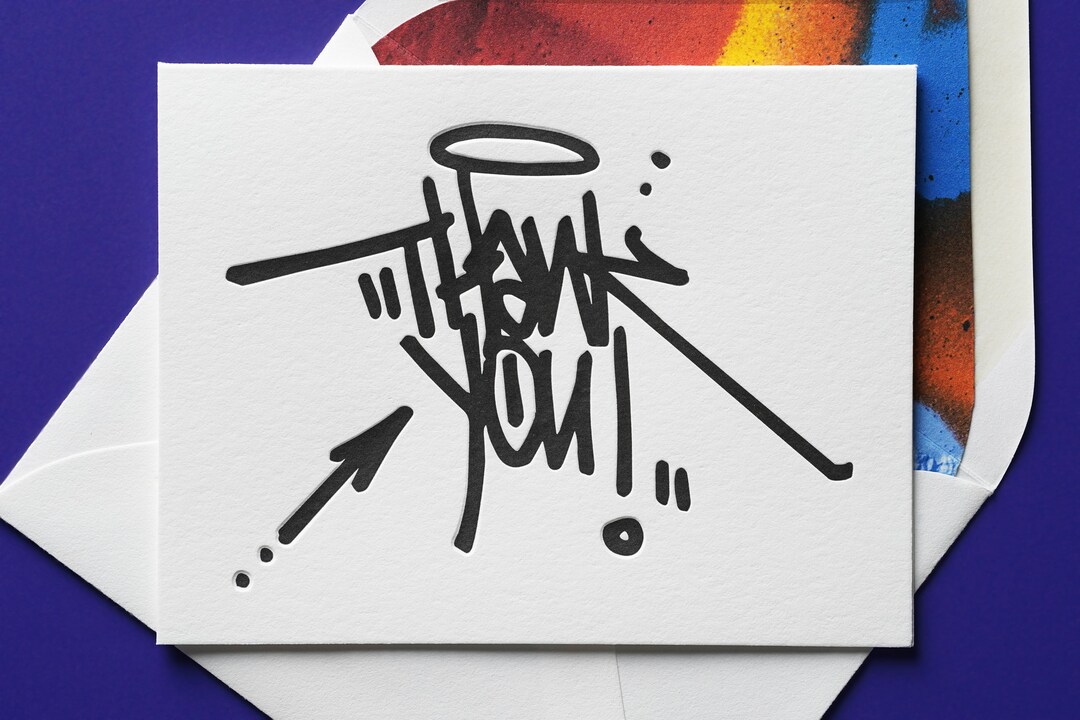 Thank You Note Card Set | Neo Letterpress Graffiti - Etsy