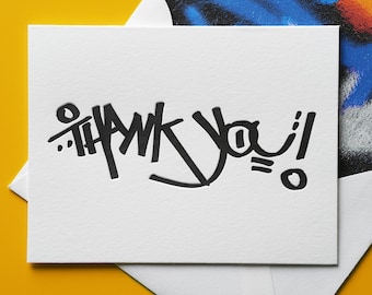 Thank You Note Card Set Neo Letterpress Graffiti - Etsy