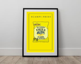 Scampi Fries Lino Print - Etsy