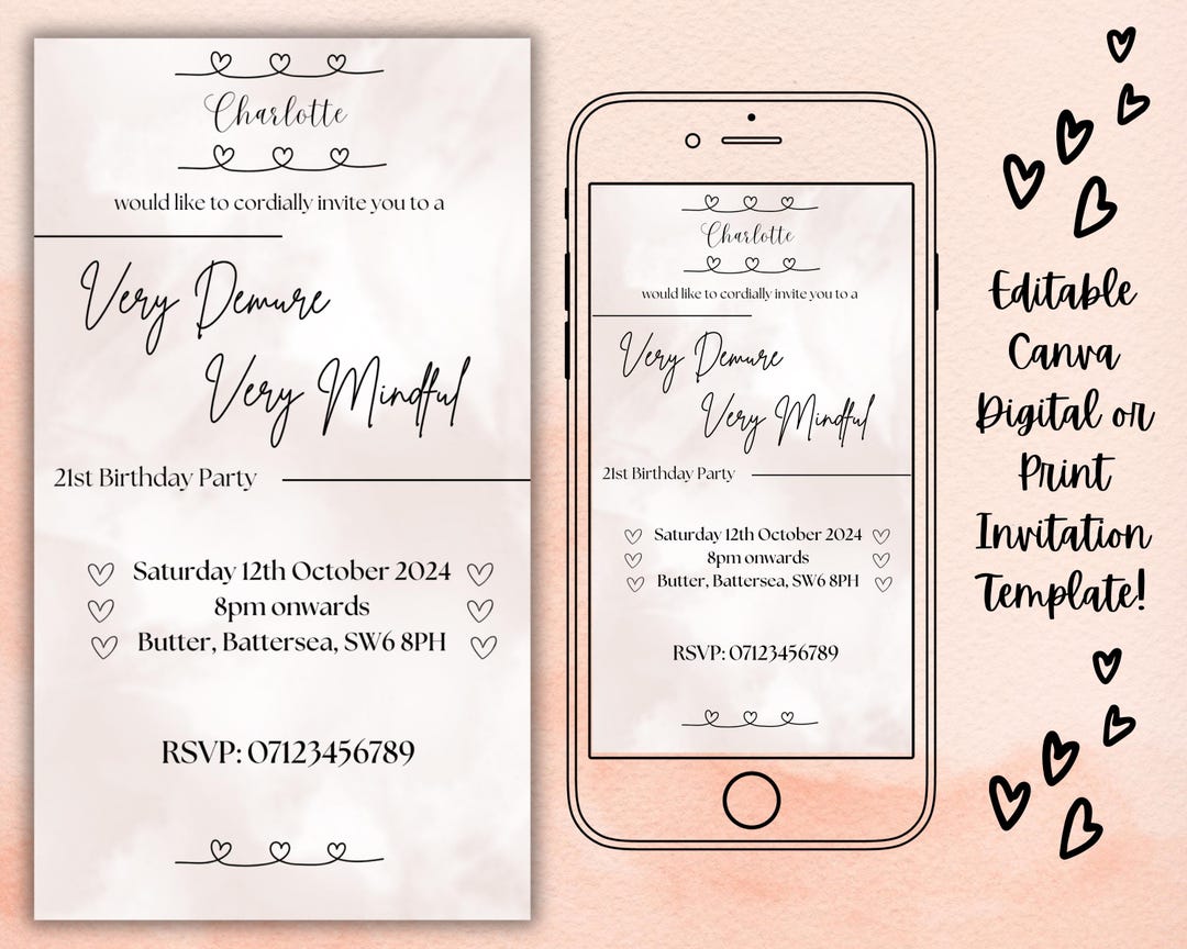 Very Demure, Very Mindful Digital Invitation Template | Simple ...