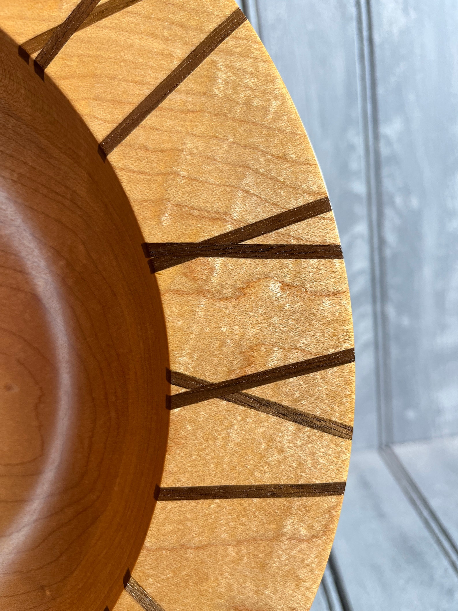 Maple Bowl/platter With Walnut Inlay, Maple Bowl, Wood Inlay Bowl - Etsy