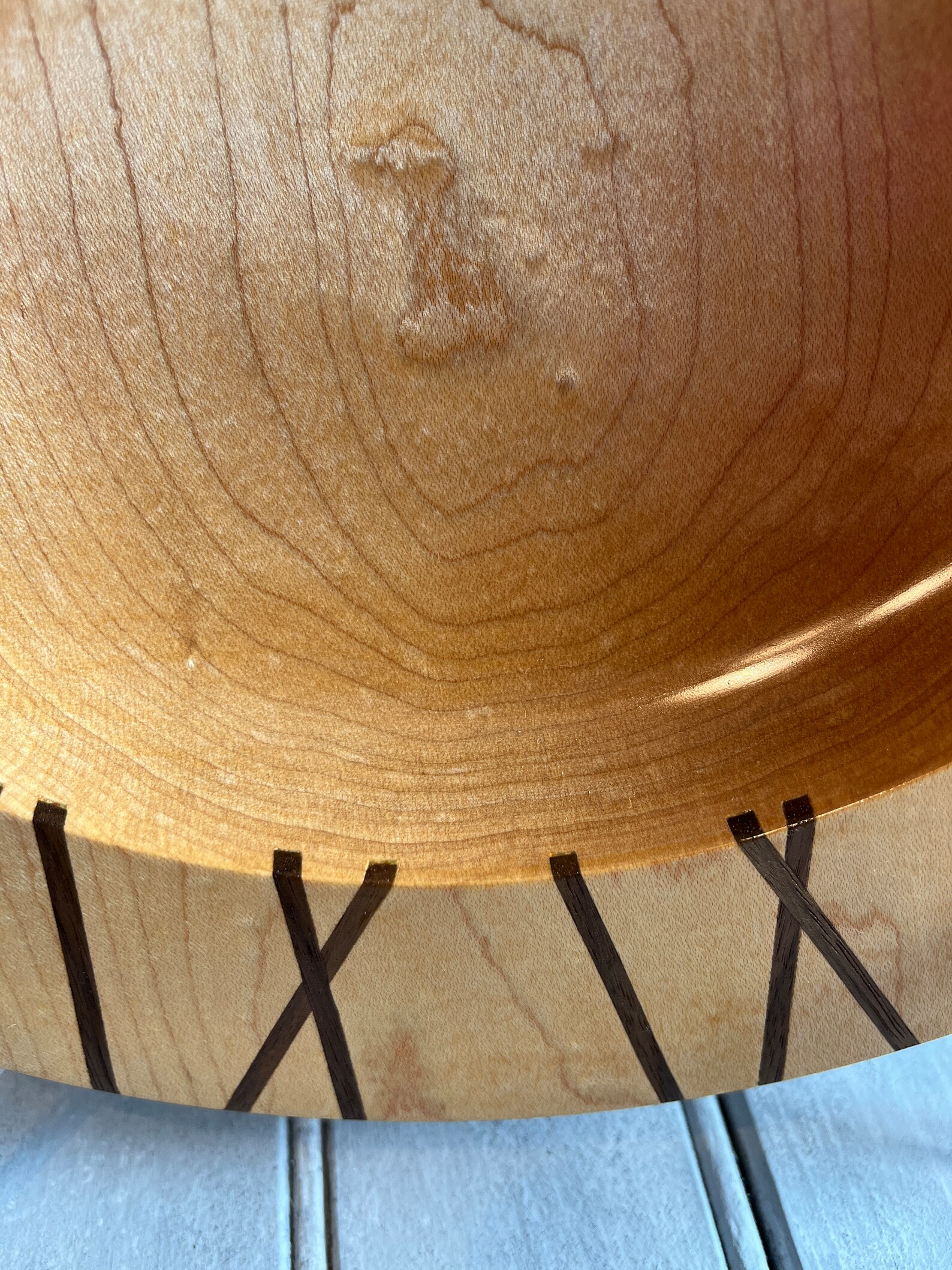 Maple Bowl/platter With Walnut Inlay, Maple Bowl, Wood Inlay Bowl - Etsy
